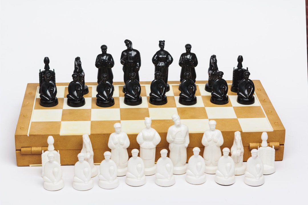 Chess Set Gothic Style Vintage Soviet Carved Plastic Chess Figures and ...