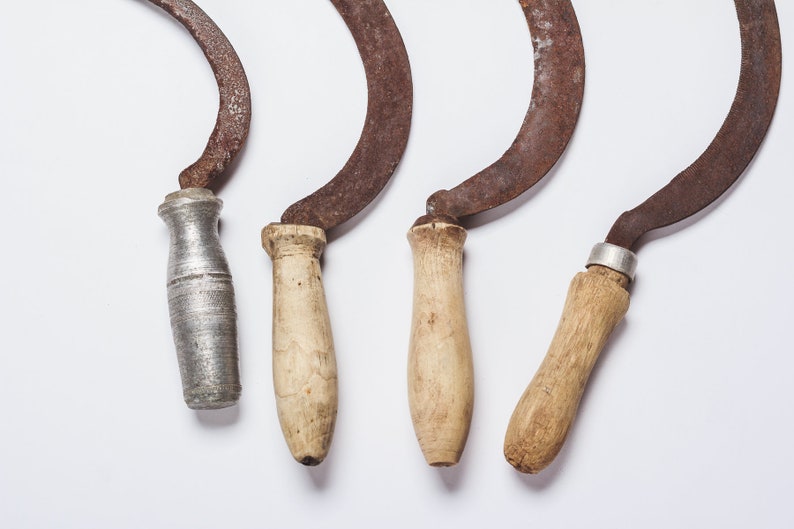 Antique Rusty Metal Sickle Primitive Tool European Country Culture ...