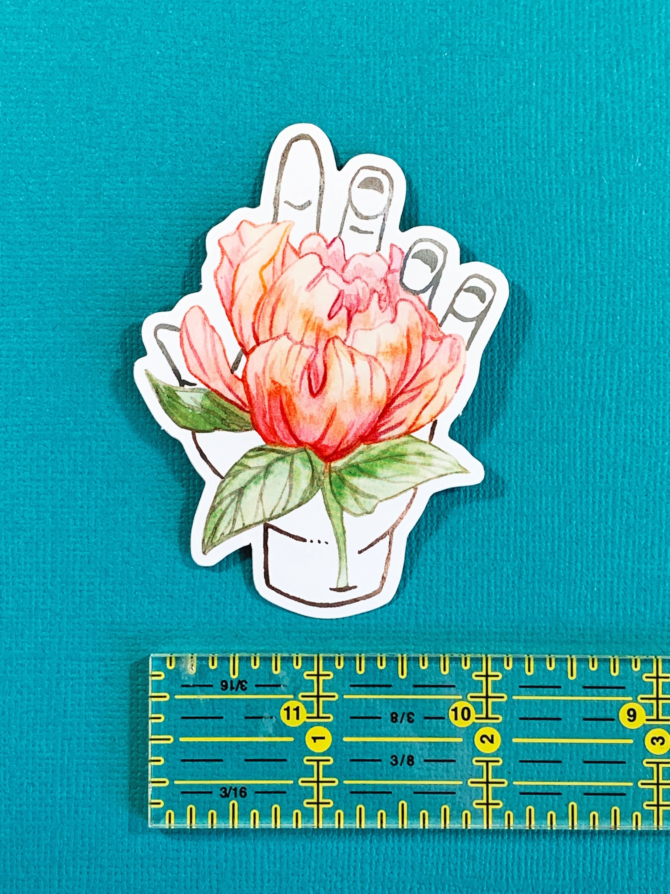 Pink Peony Metallic Vinyl Sticker - Etsy