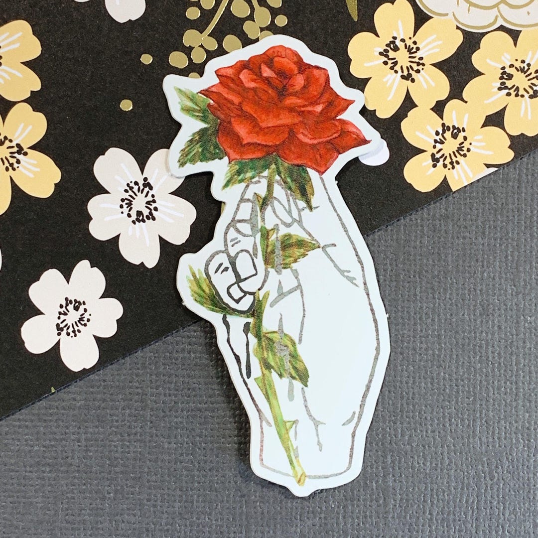 Red Rose Metallic Vinyl Sticker - Etsy