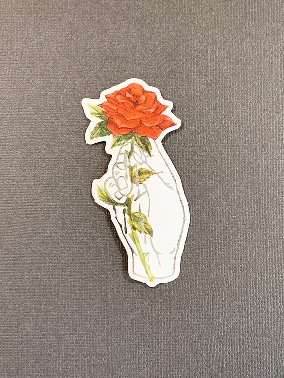 Red Rose Metallic Vinyl Sticker | Etsy