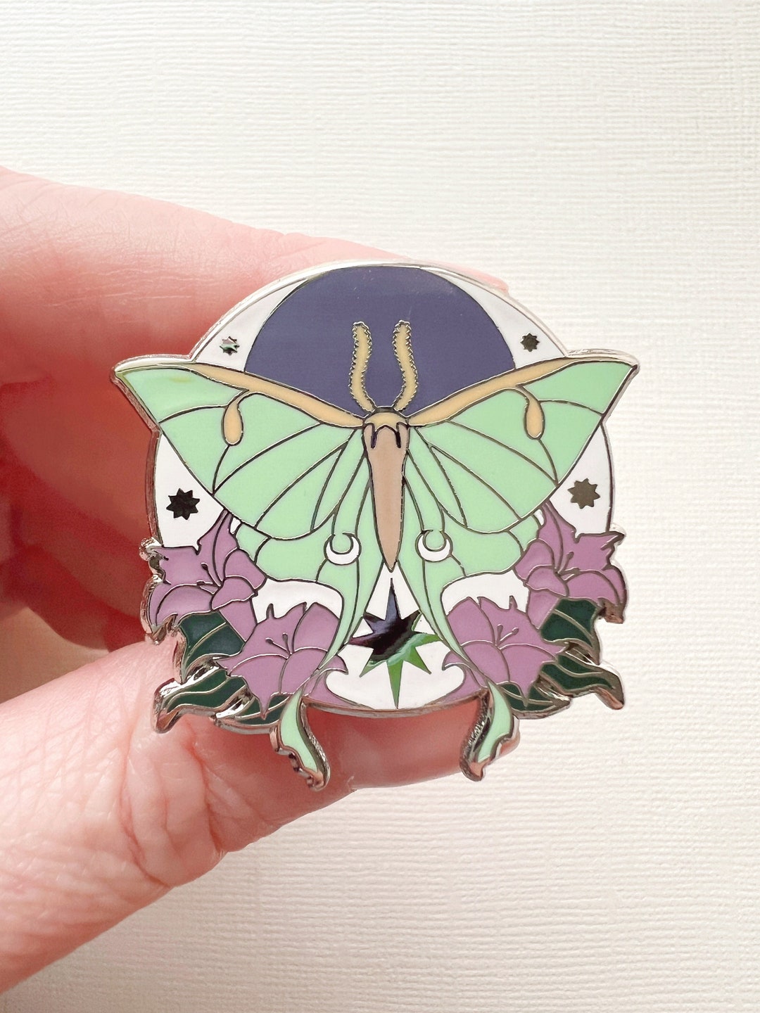 Luna Moth Crescent Moon Hard Enamel Pin - Etsy