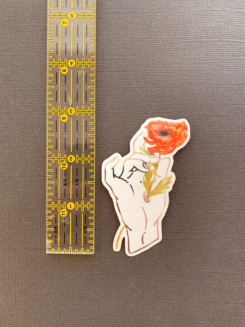 Floral Hands Vinyl Sticker Set Peony Poppy and Rose - Etsy