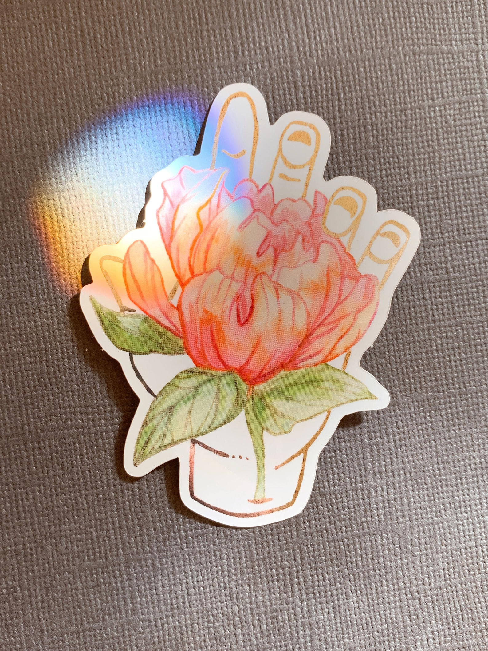 Floral Hands Vinyl Sticker Set Peony Poppy and Rose - Etsy