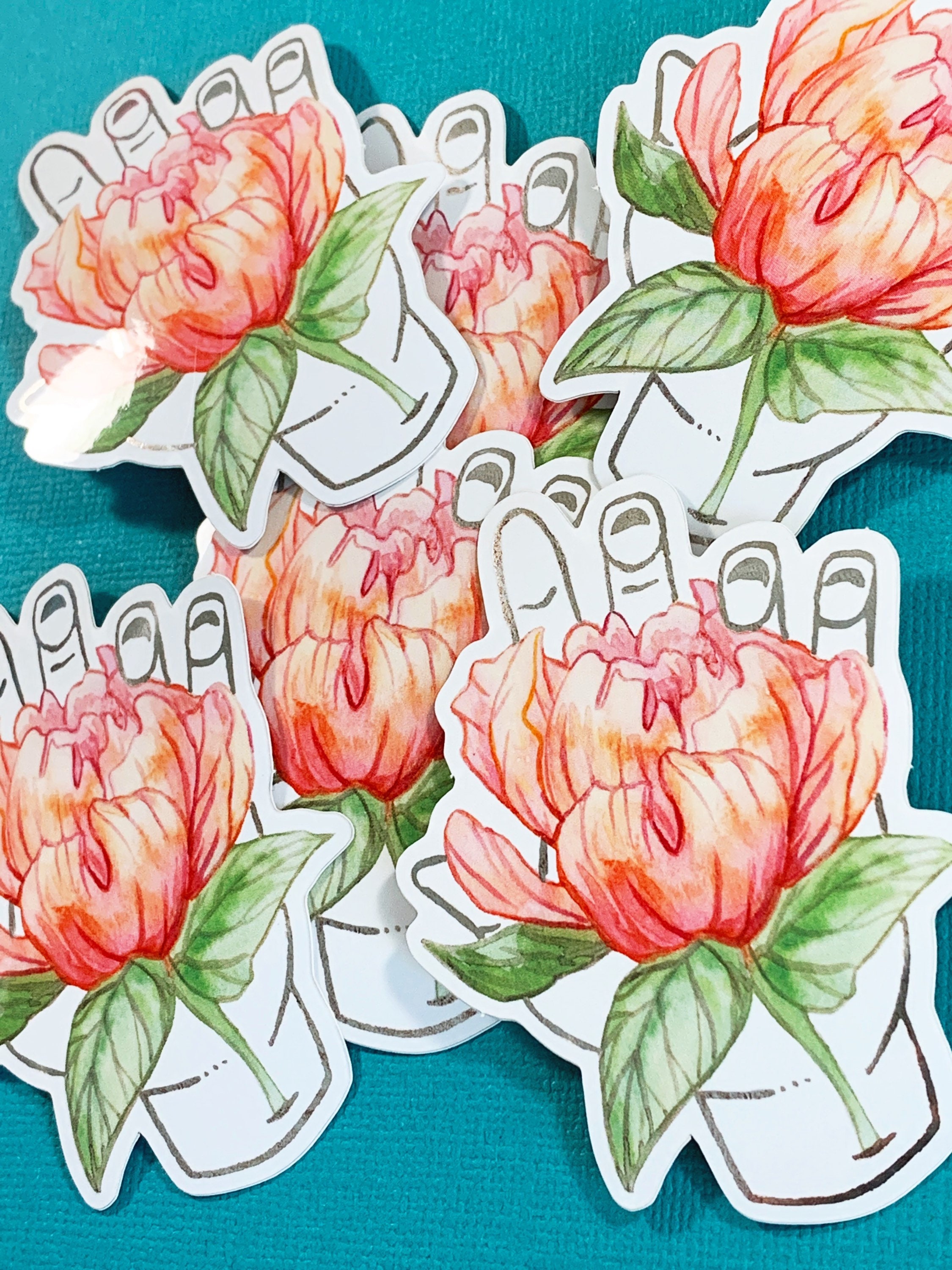 Pink Peony Metallic Vinyl Sticker - Etsy
