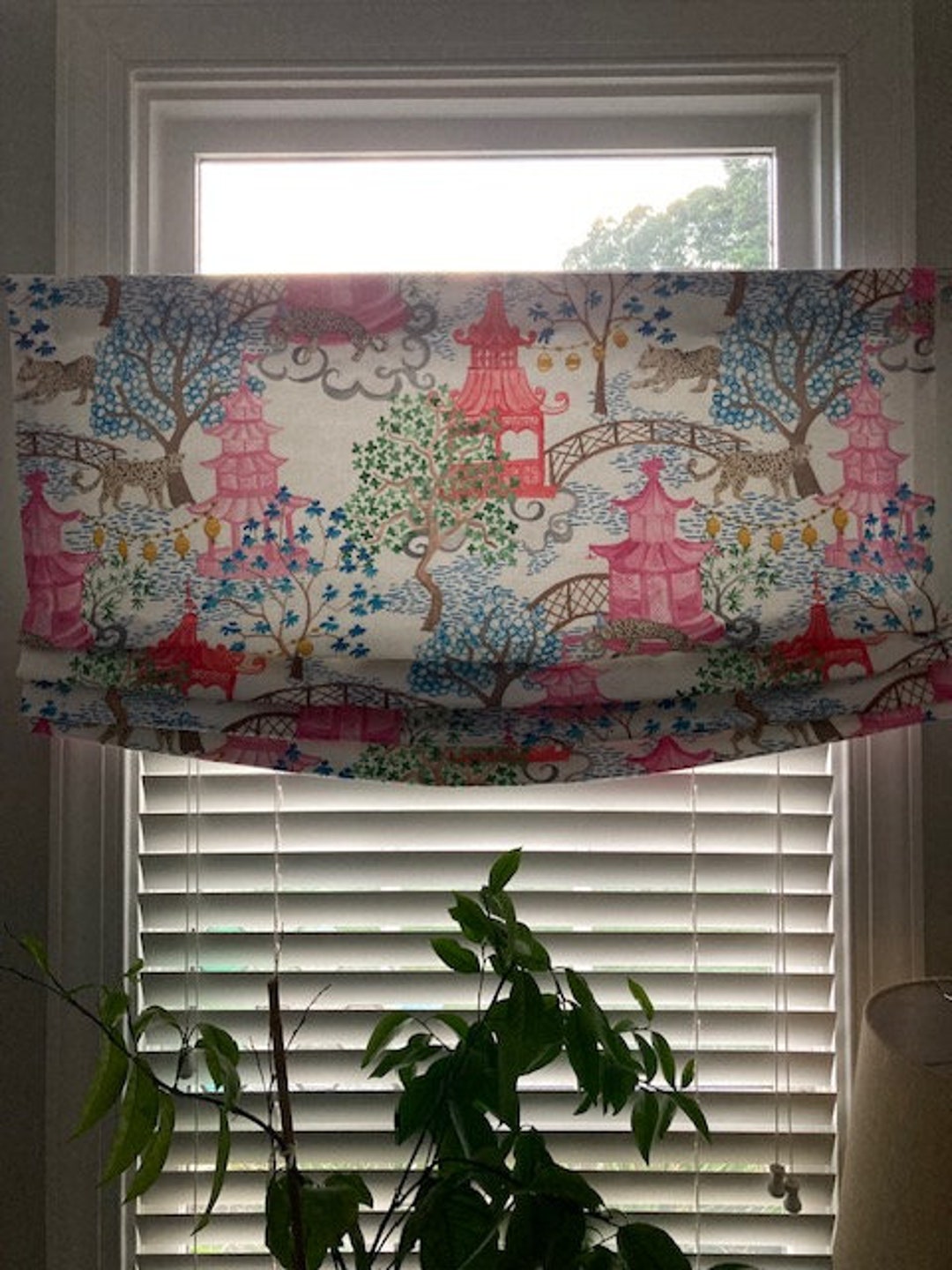 Relaxed Pagoda Tiger Leopard - Faux Roman Shade Window Treatment ...