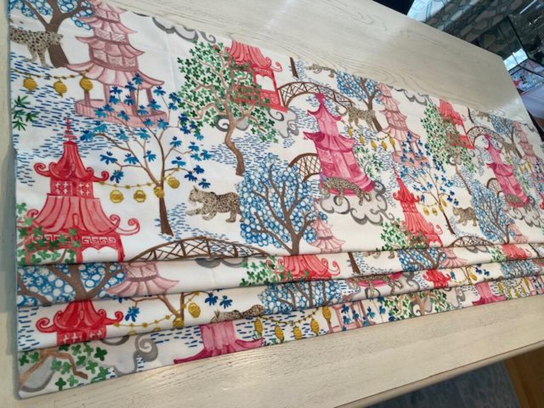 Pagoda Leopard Chinoiserie - Pink Coral Green Blue Brown Grey White ...