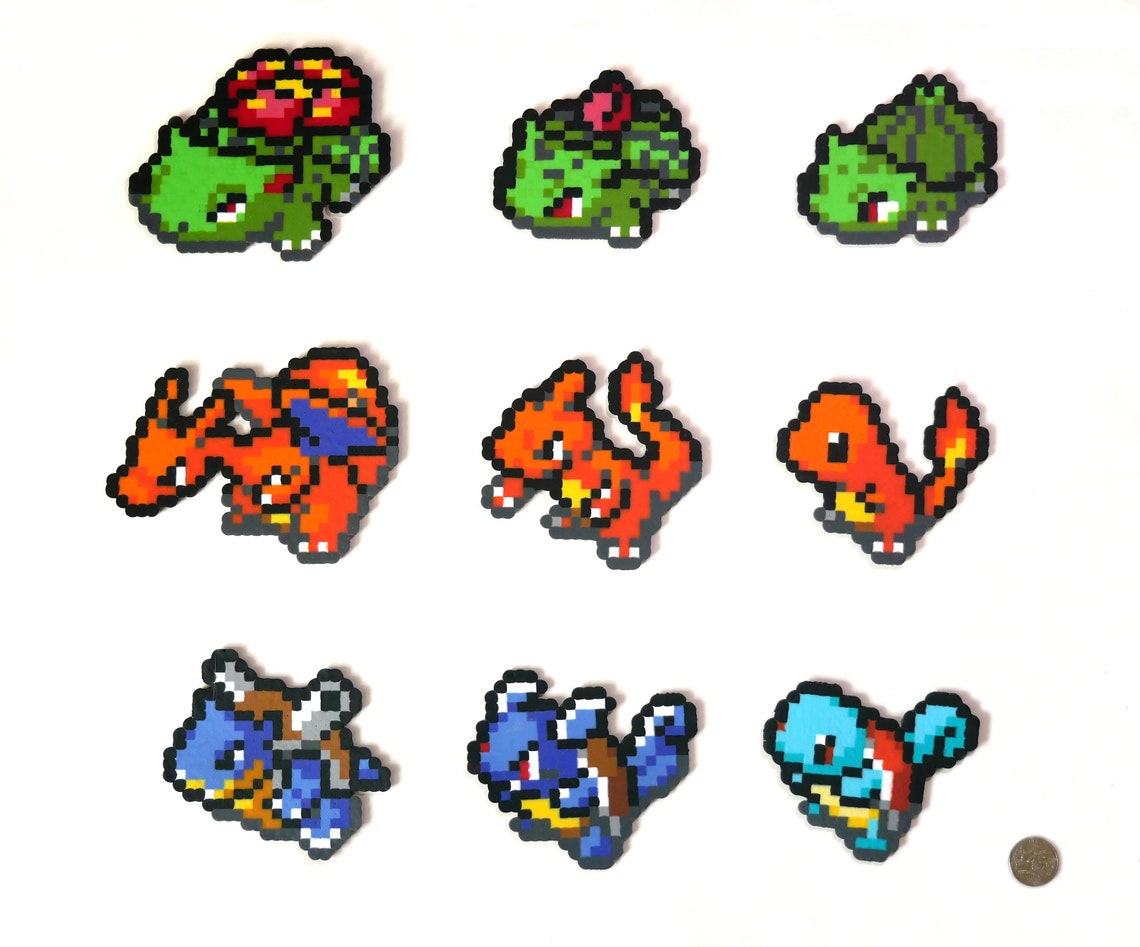 Pokemon Generation 1 Starters Perler Bead Sprites - Etsy