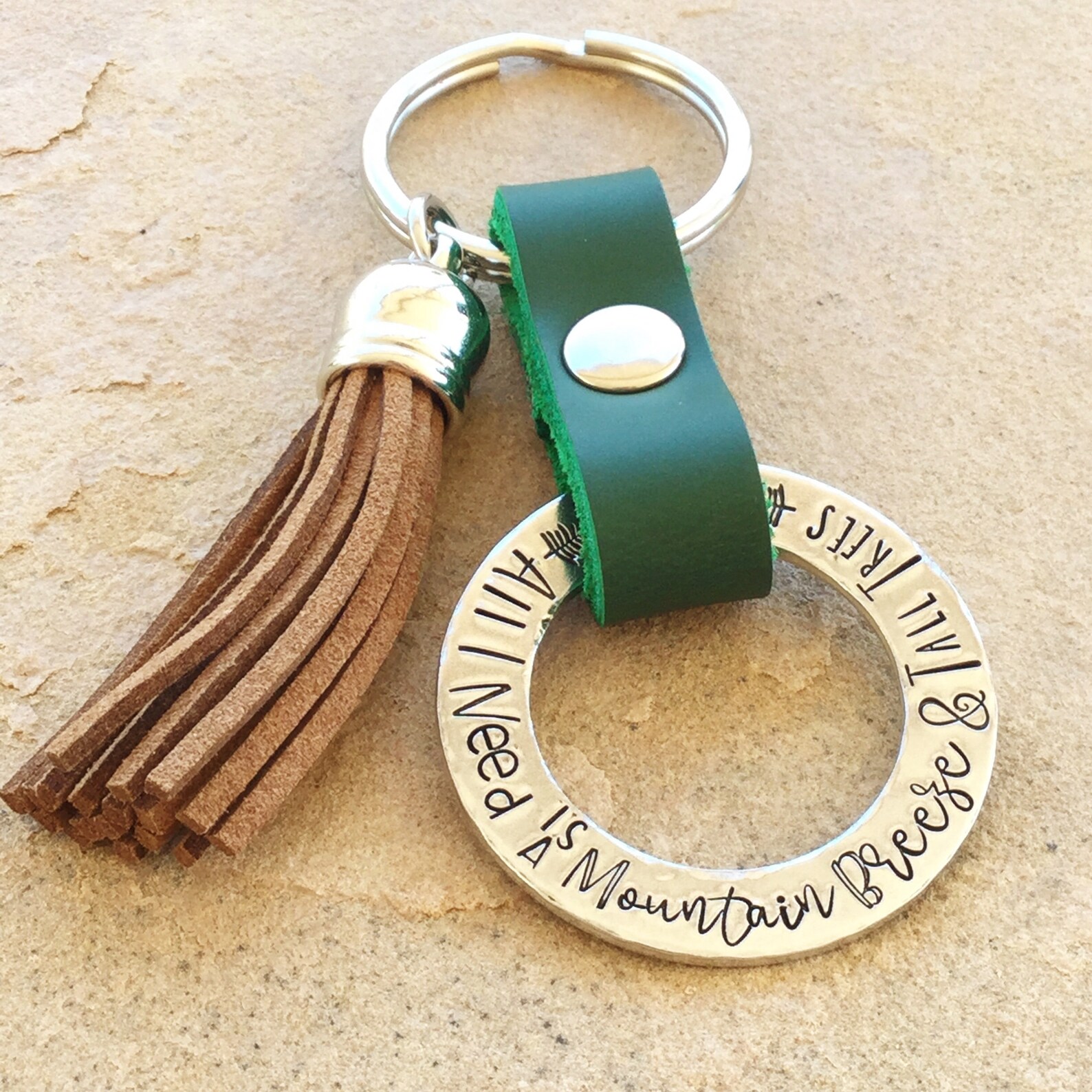 Mountain Breeze & Tall Trees Leather Key Fob Tassel Keychain | Etsy