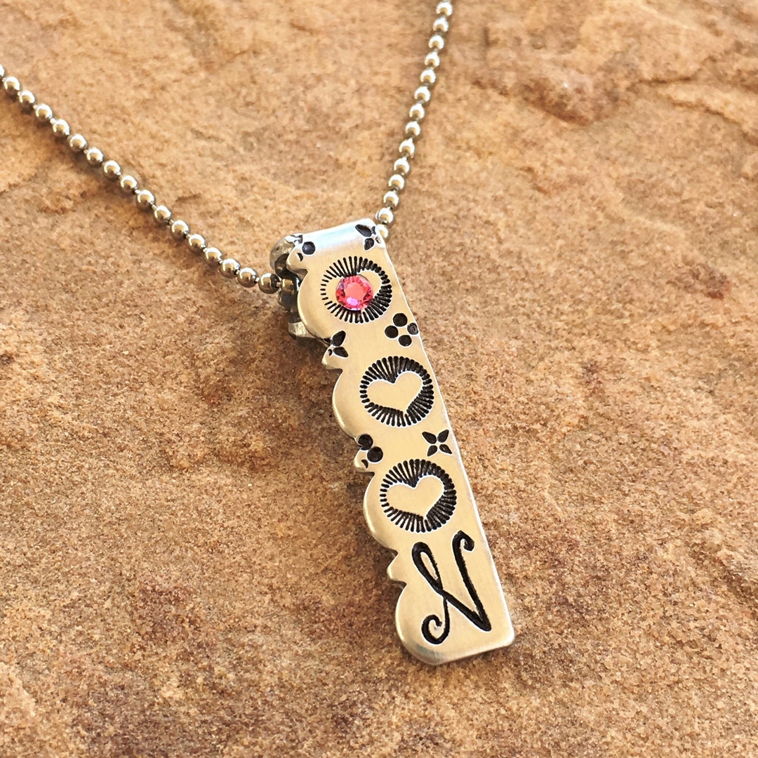 Hearts Little Loop Personalized Bar Necklace Vertical Bar - Etsy