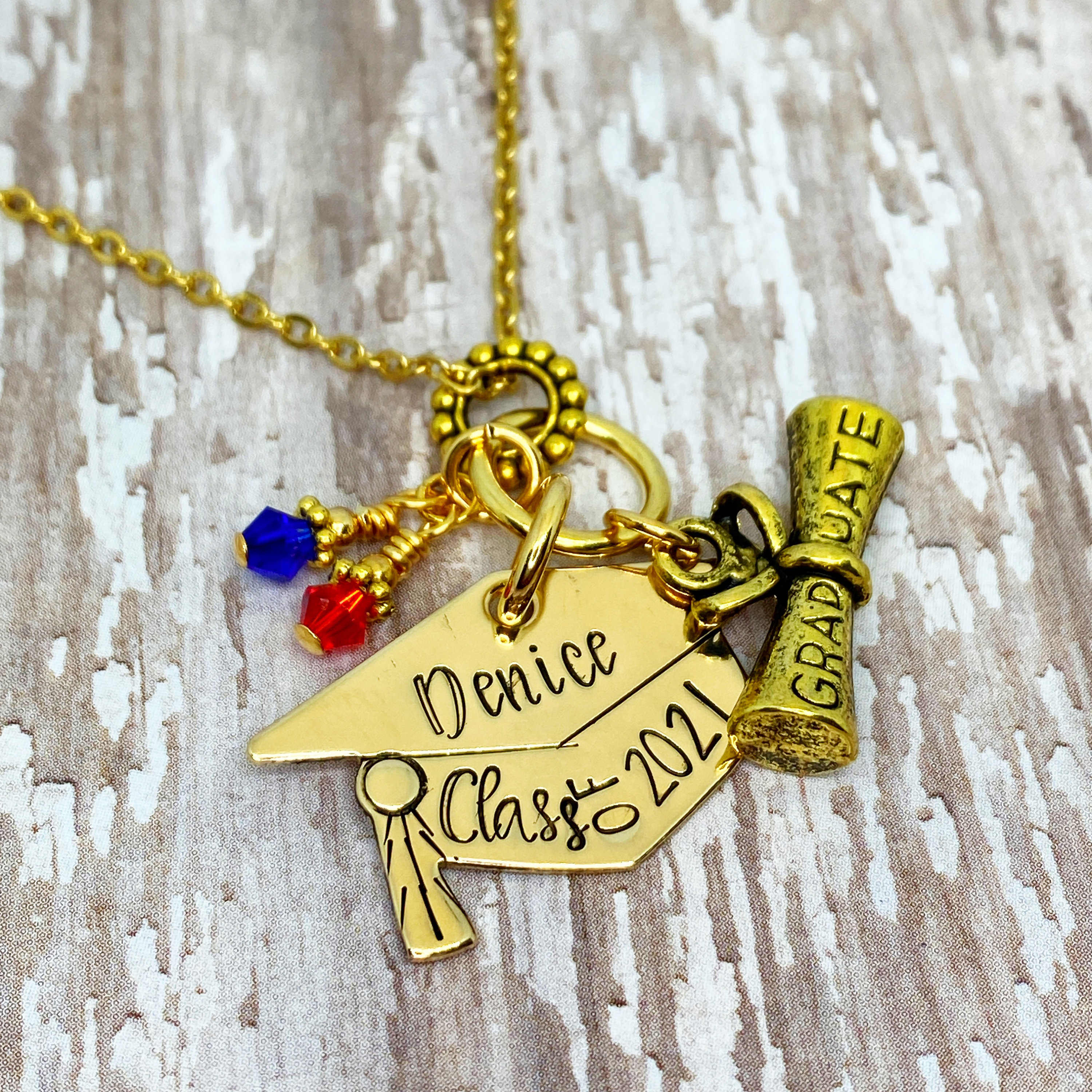 Personalized GOLD Graduation Cap Necklace Graduation Gift | Etsy