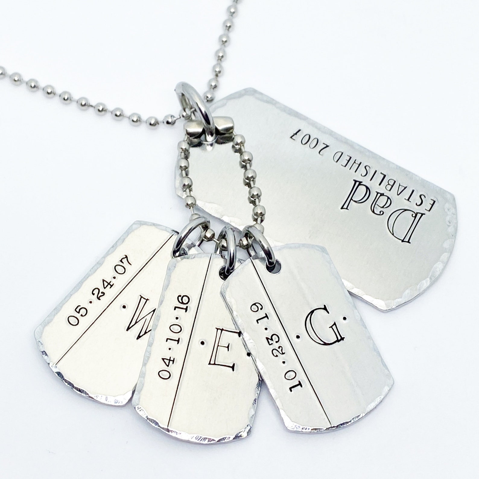 Personalized Kids Initials Dog Tag Necklace Gift for Dad | Etsy