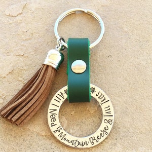 Mountain Breeze & Tall Trees Leather Key Fob Tassel Keychain - Etsy
