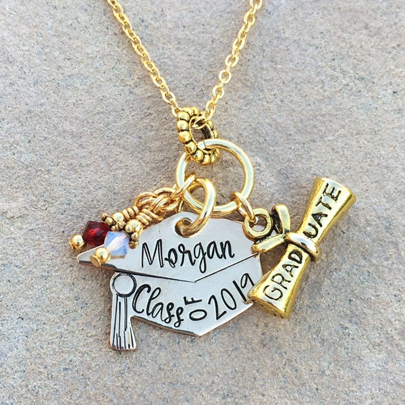 Personalized GOLD Graduation Cap Necklace Graduation Gift | Etsy