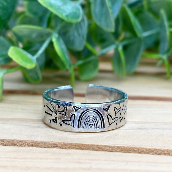 Handstamped Aluminum Ring - Etsy
