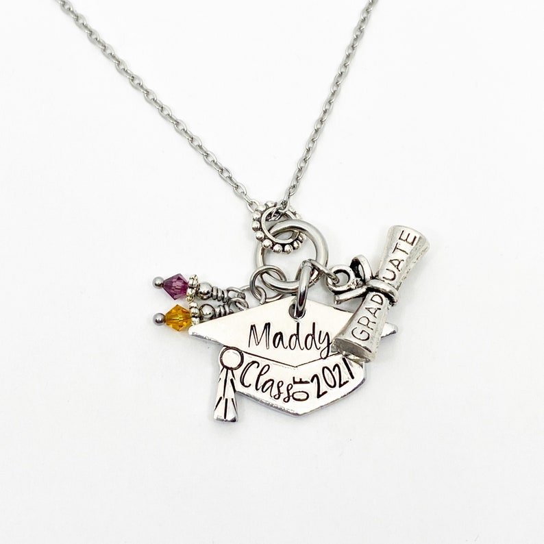 Personalized SILVER Graduation Cap Necklace Graduation Gift - Etsy