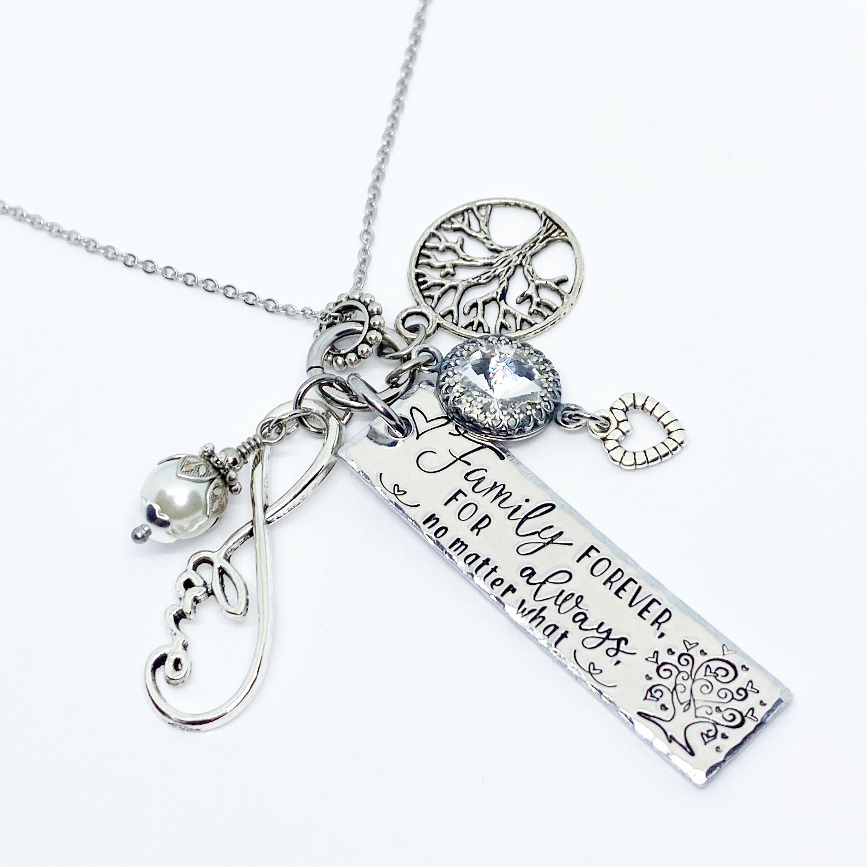 Familia para siempre collar de barra de plata regalo para la - Etsy España