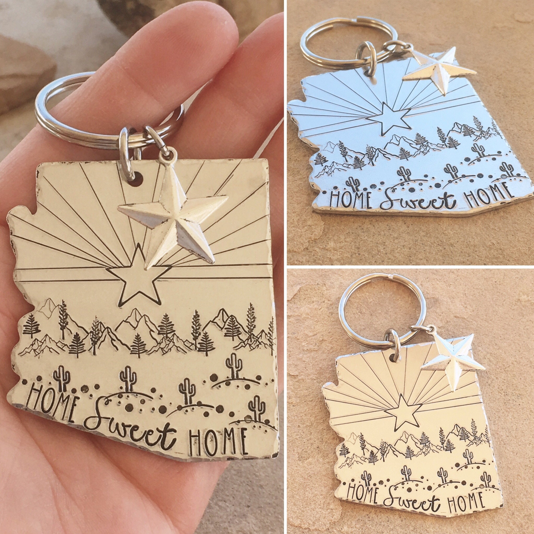 Large Arizona Flag Keychain State Keychain Cactus Key Chain - Etsy