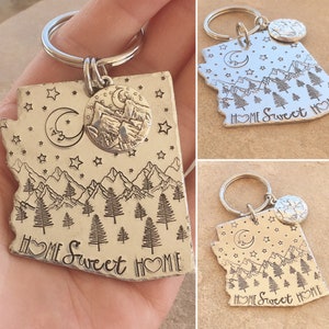 Large Arizona Mountains Keychain State Keychain Forest Key - Etsy