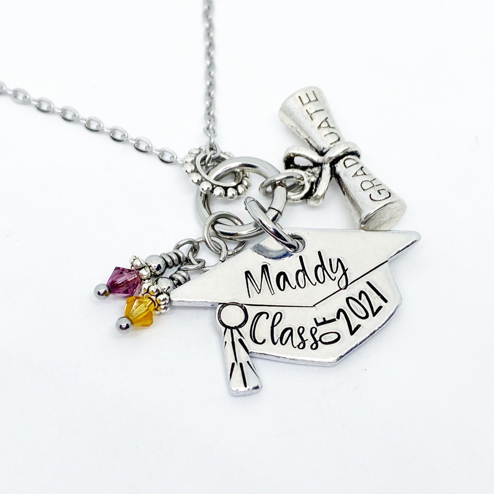 Personalized SILVER Graduation Cap Necklace Graduation Gift - Etsy