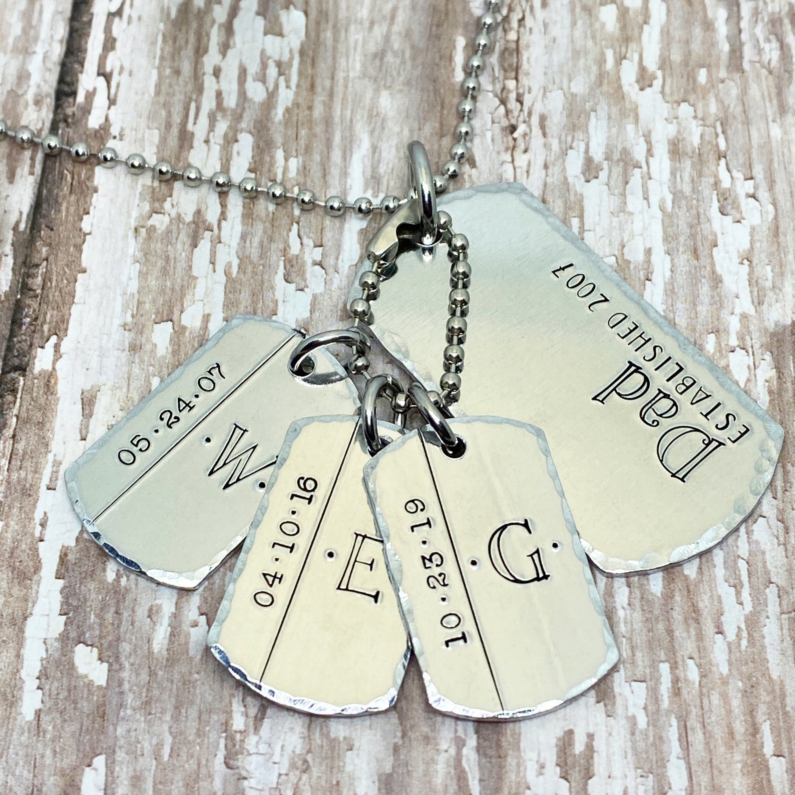 Personalized Kids Initials Dog Tag Necklace Gift for Dad | Etsy