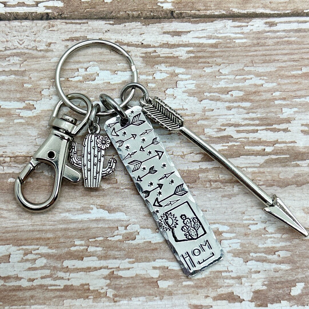 Arizona Home Keychain, State of Arizona, Arrow Key Chain, Saguaro ...