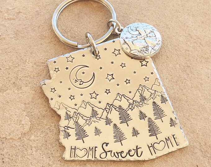 Large Arizona Mountains Keychain, State Keychain, Forest Key Chain ...