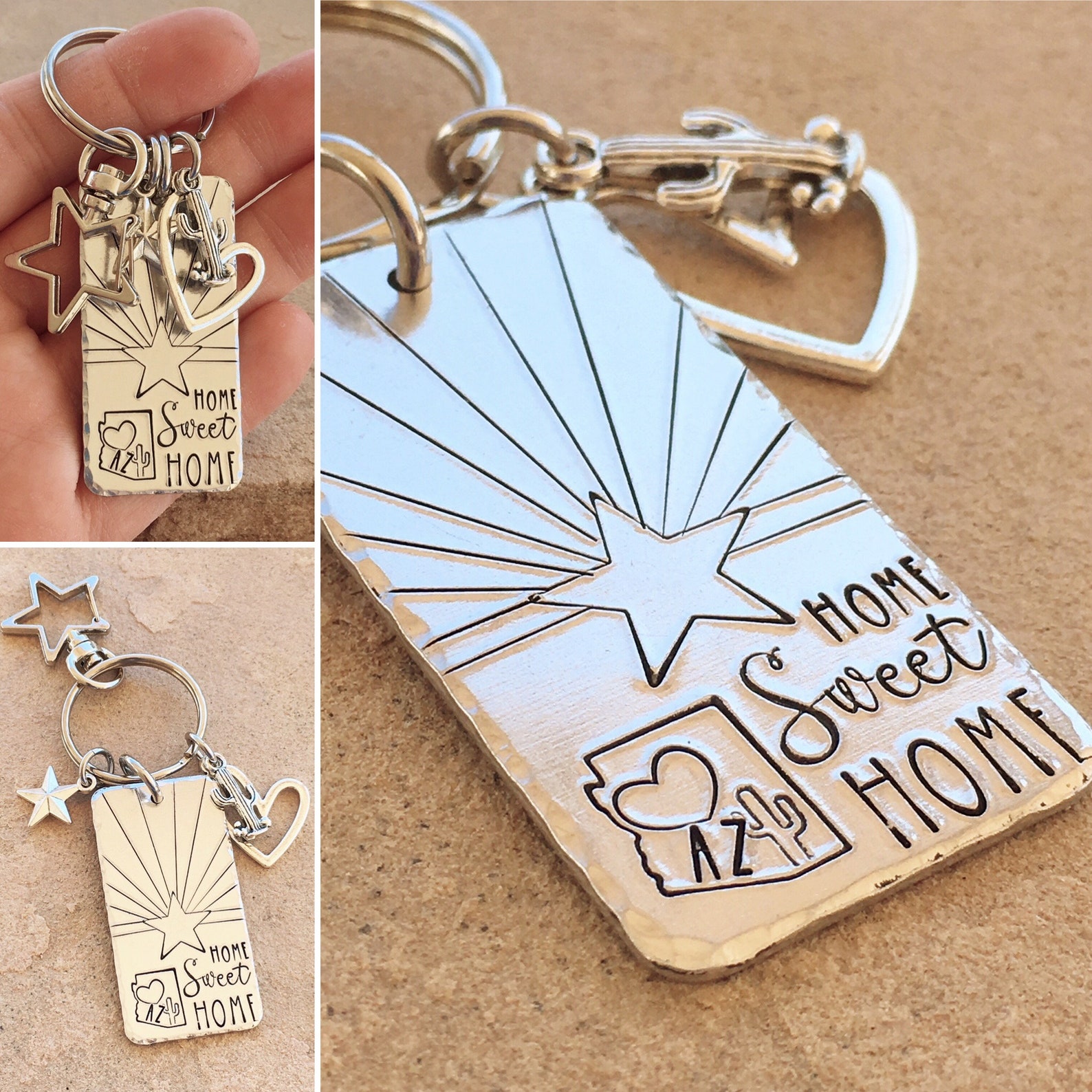 Arizona Flag Keychain State Keychain Cactus Key Chain - Etsy