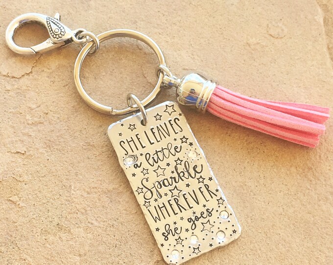 She Leaves a Little Sparkle Key Chain, Gift for Her, Gift for Daughter ...