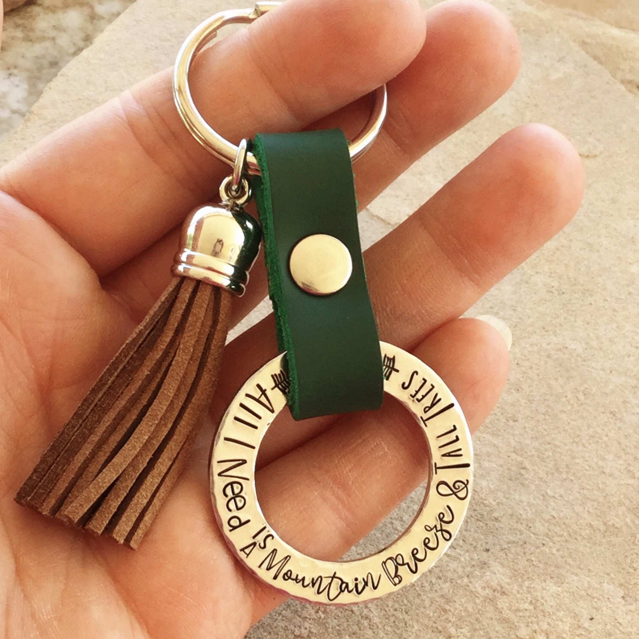 Mountain Breeze & Tall Trees Leather Key Fob Tassel Keychain | Etsy