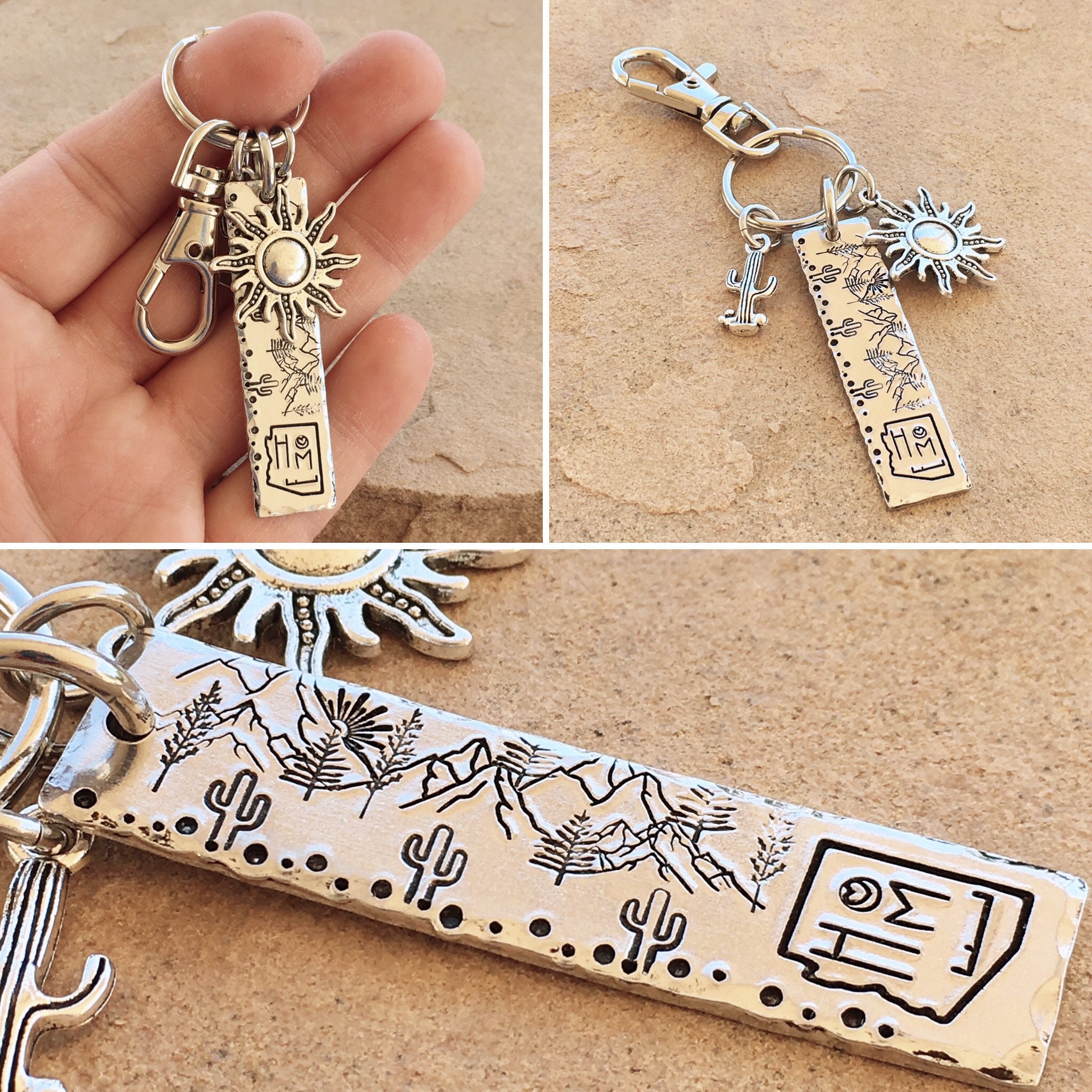 Arizona Keychain State Keychain Cactus Key Chain Saguaro | Etsy