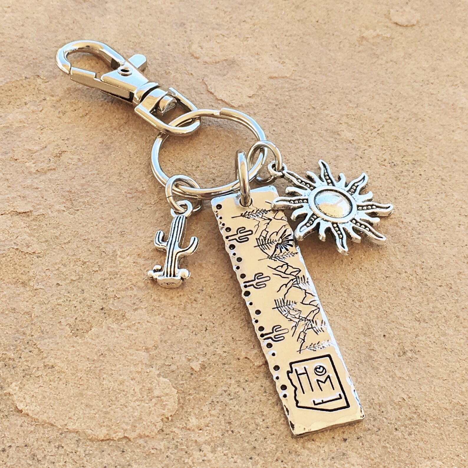 Arizona Keychain State Keychain Cactus Key Chain Saguaro | Etsy