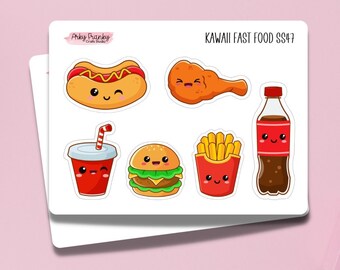Fast Food Stickers Burger Stickers Frie Stickers Chicken Nuggets Food ...