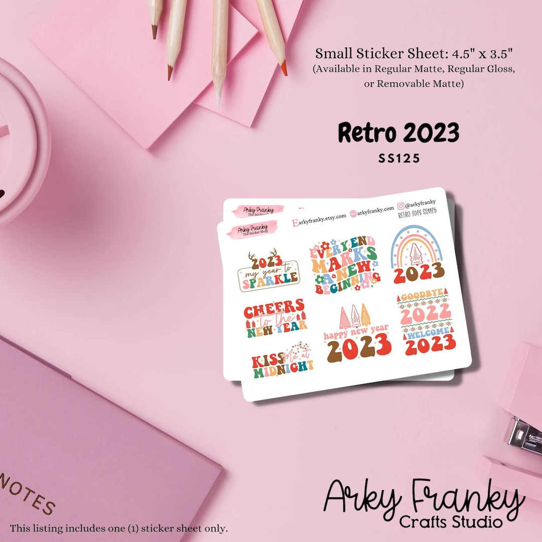 Retro Year 2023 Sticker Sheet for Planner, Stickers for Cardmaking and ...