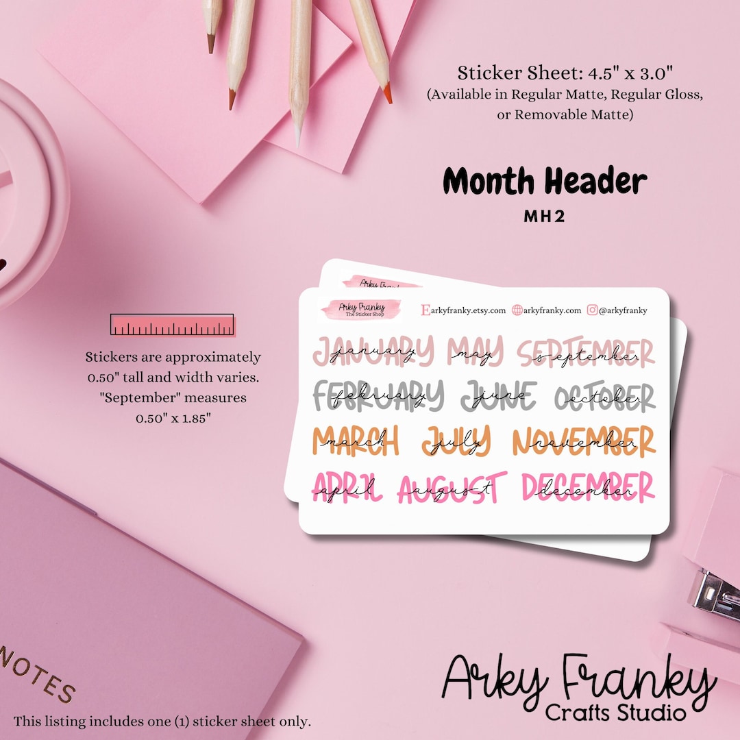 Month Header Sticker Sheet for Planner, Decorative Stickers for ...