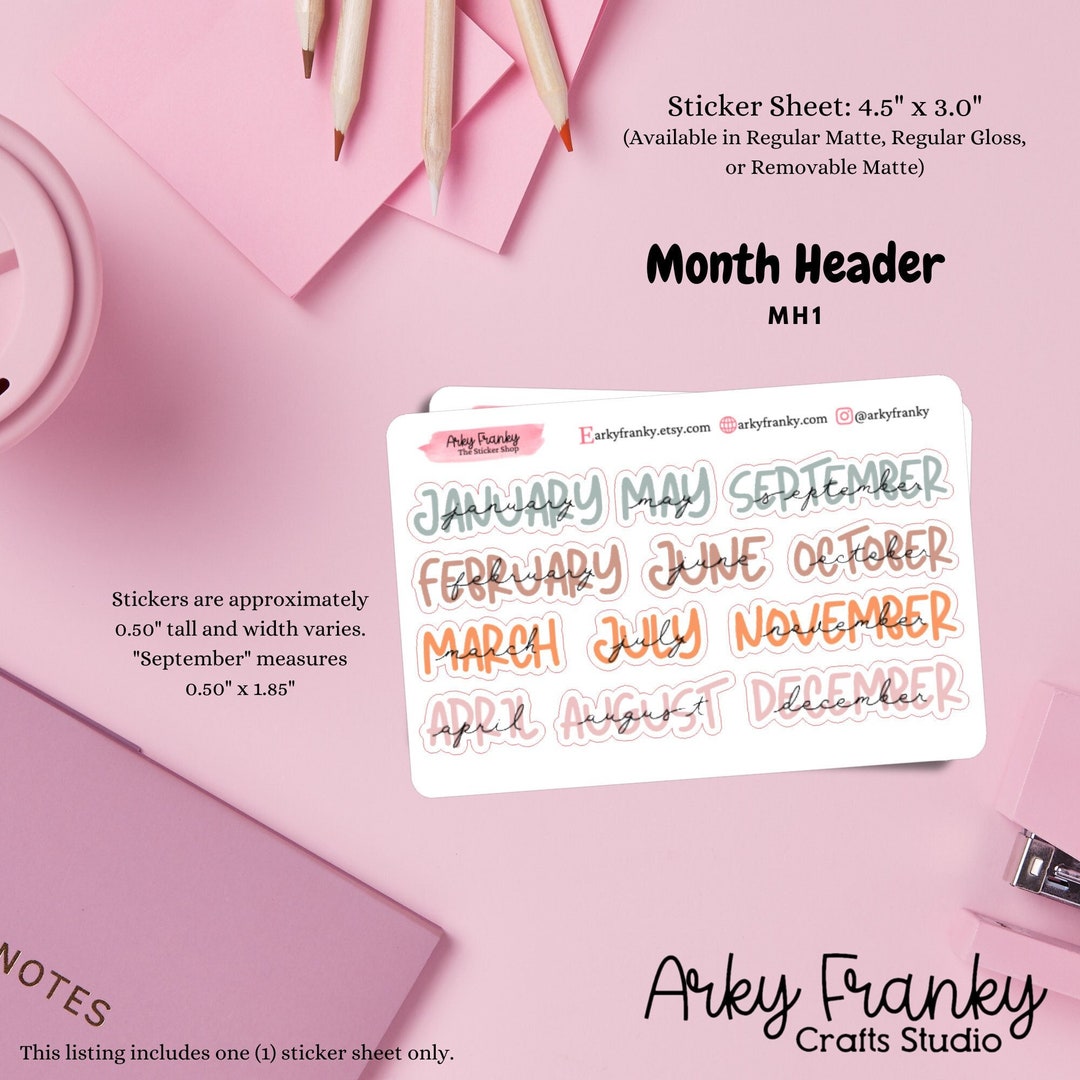 Month Header Sticker Sheet for Planner Decorative Stickers - Etsy