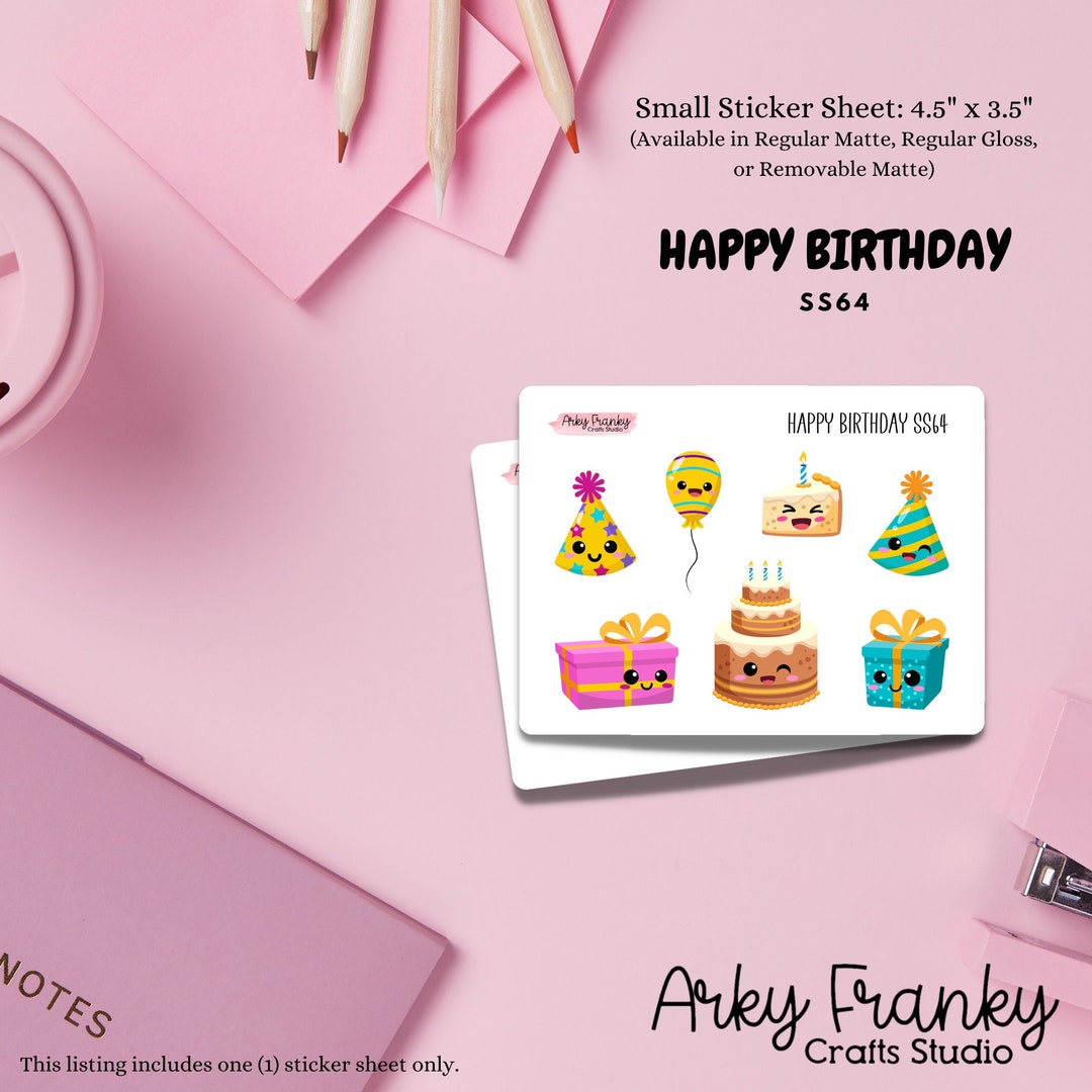 Happy Birthday Sticker Sheet SS026 for Planner, Stickers for Cardmaking ...