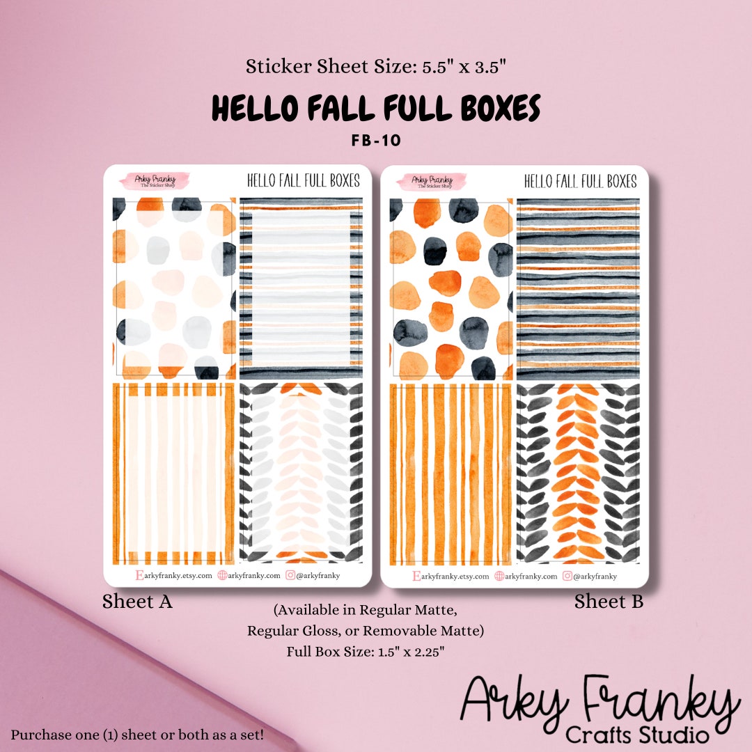 Hello Fall Rectangle Planner Boxes for Planning, Scrapbooking, and ...