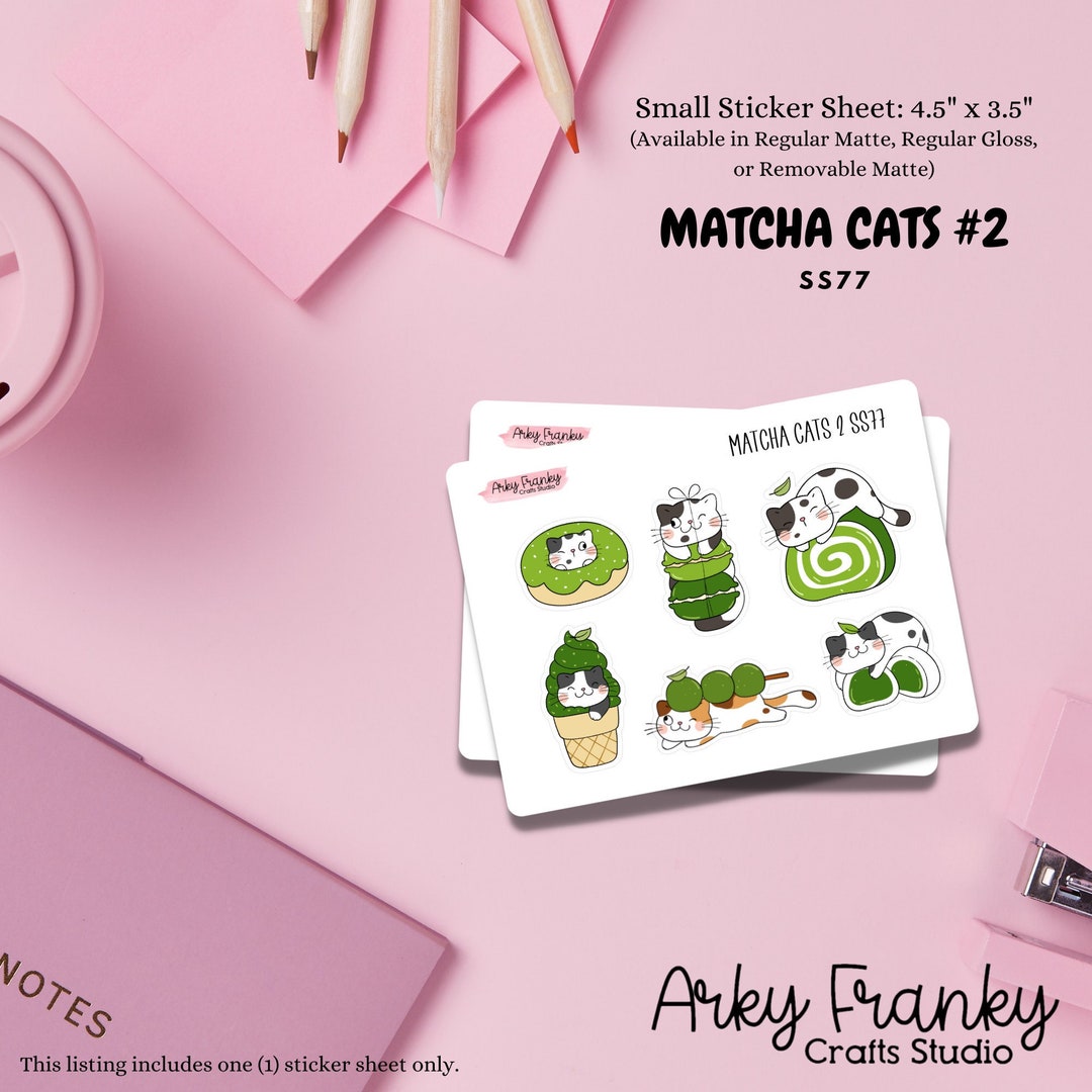 Matcha Cats 2 Sticker Sheet for Planner, Decorative Stickers for ...