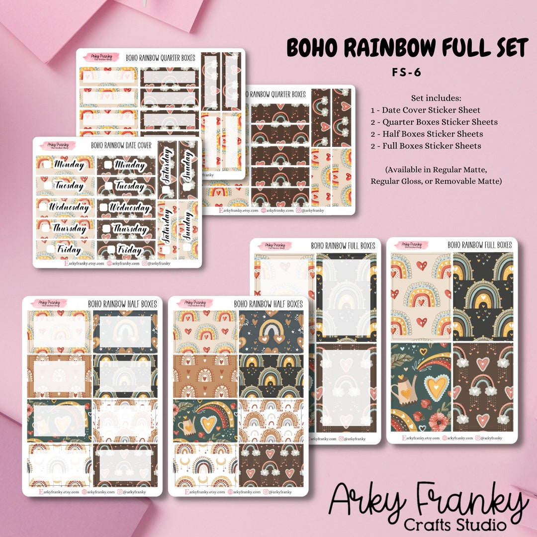 Boho Rainbow Full Set Rectangle Planner Boxes for Planning ...