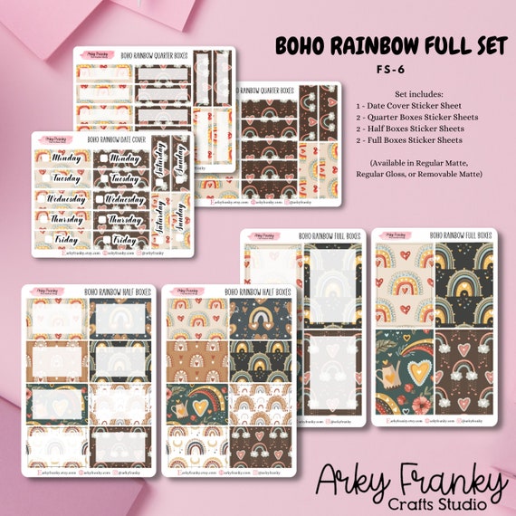 Boho Rainbow Full Set Rectangle Planner Boxes for Planning - Etsy
