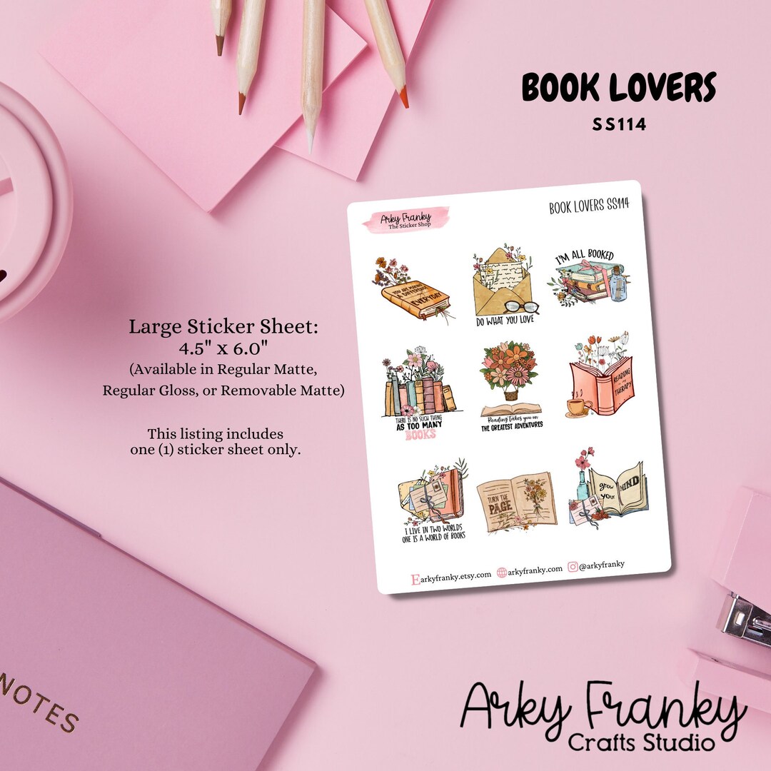 Book Lovers Sticker Sheet for Planners, Decorative Stickers for ...