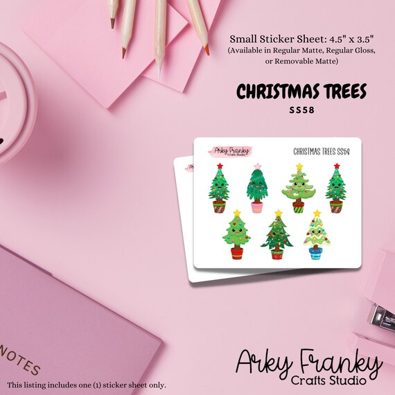 Christmas Trees Sticker Sheet for Planner Decorative Stickers - Etsy