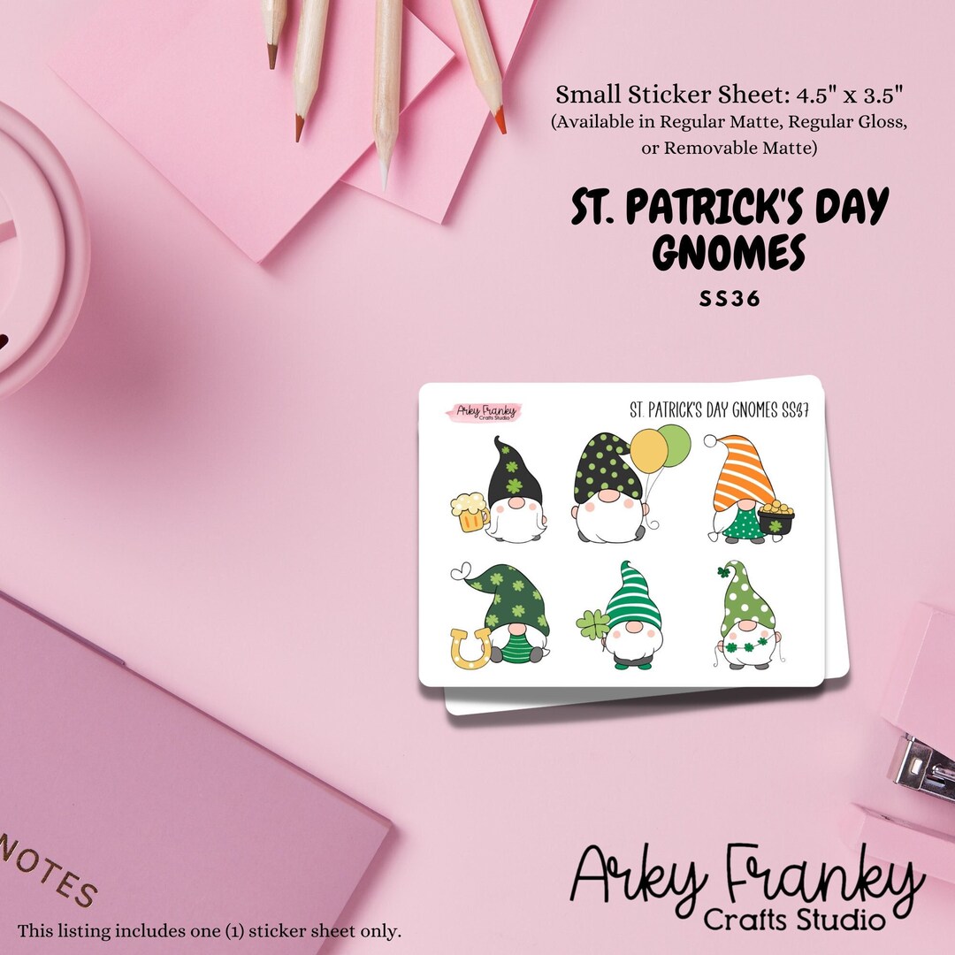 St. Patrick's Day Gnomes Sticker Sheet SS004 for Planner, Cute Stickers ...