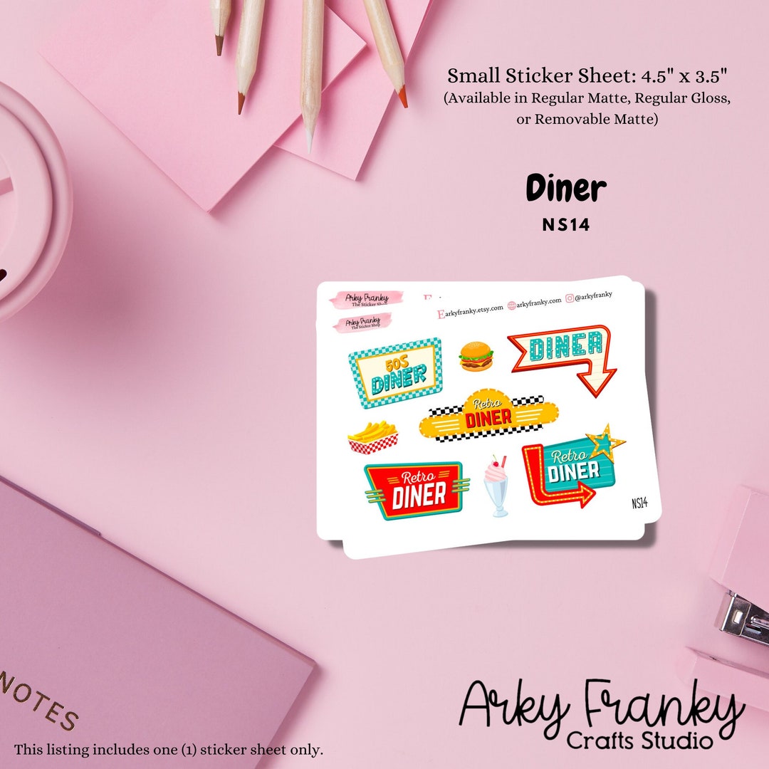 Retro Diner Sticker Sheet SS081 for Planner, Stickers for Cardmaking ...