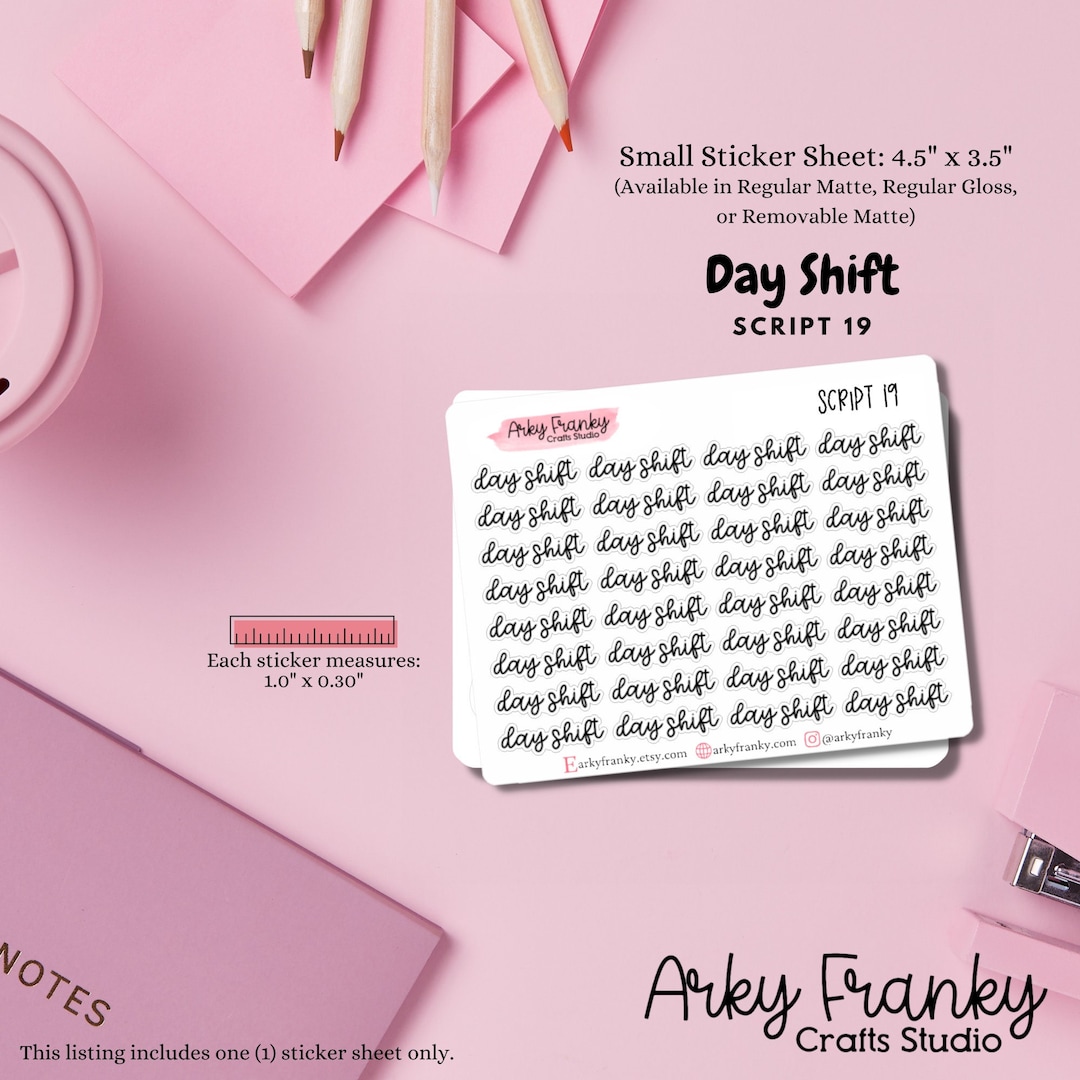 Script Sticker Sheet SCR19 Day Shift Sticker Sheet for Planner ...