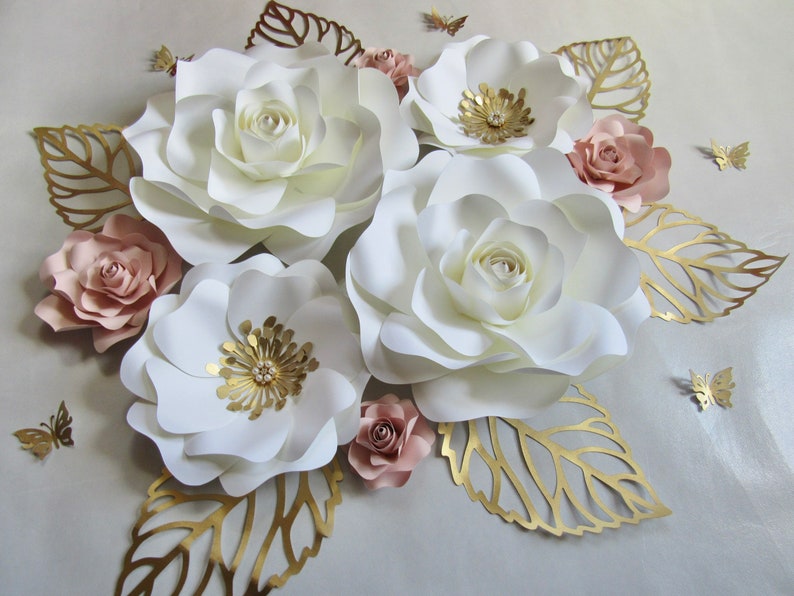 8 Piece Paper Flower Set/nursery Decor ***color Customizable*** - Etsy