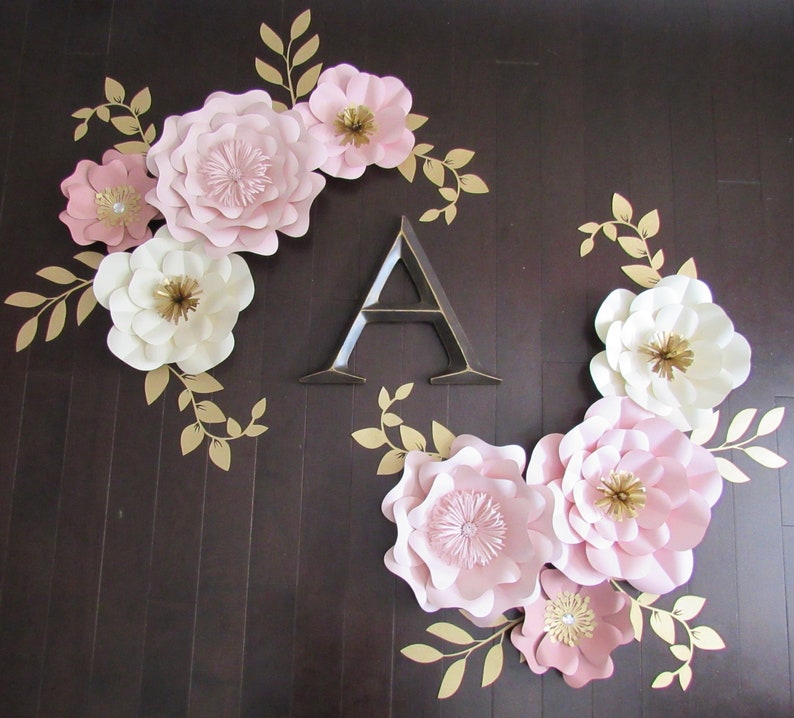 Eight Piece Paper Flower Set **color Customizable** Nursery Decor ...