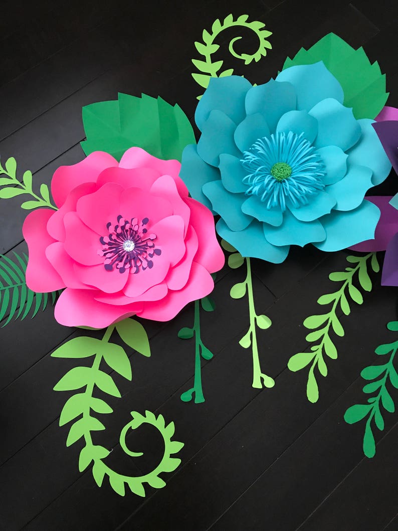 5 Piece Trolls Paper Flower Set/nursery Decor ****color Customizable ...