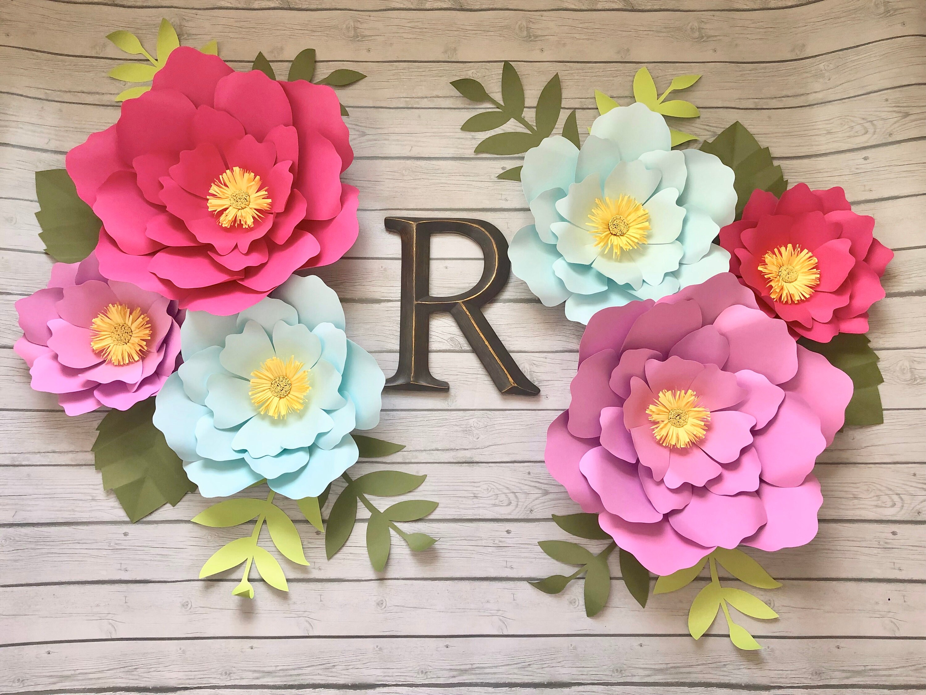Six Piece Paper Flower Set/nursery Decor color | Etsy